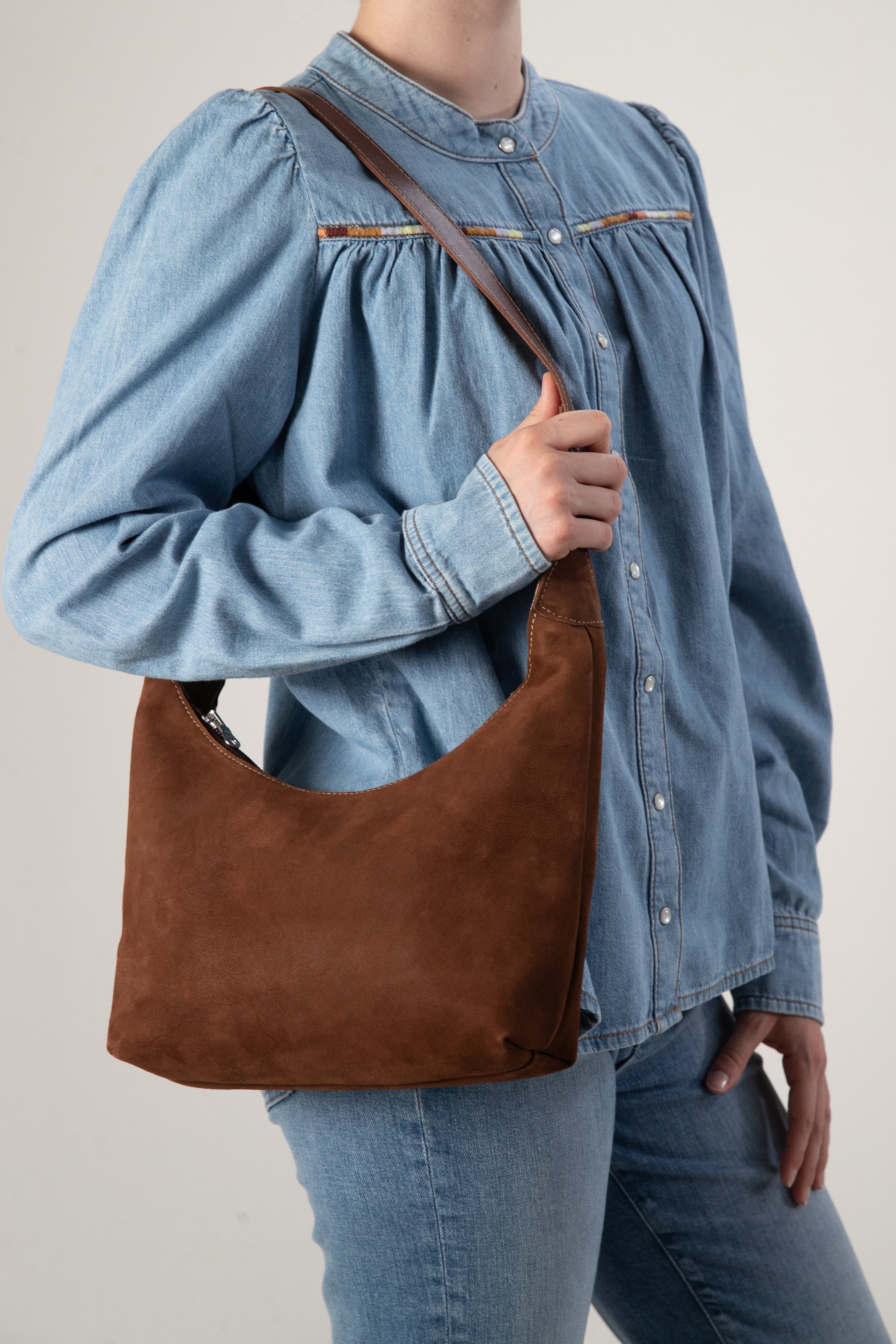 Harpers Emporium Shoulder Bag in chocolate suede – HARPERS EMPORIUM